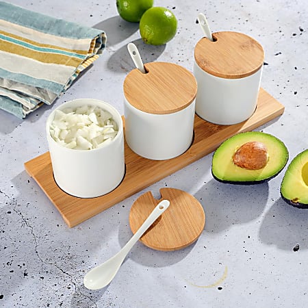 Gibson Elite Gracious Dining 10 Piece Fine Ceramic Condiment Jars With ...
