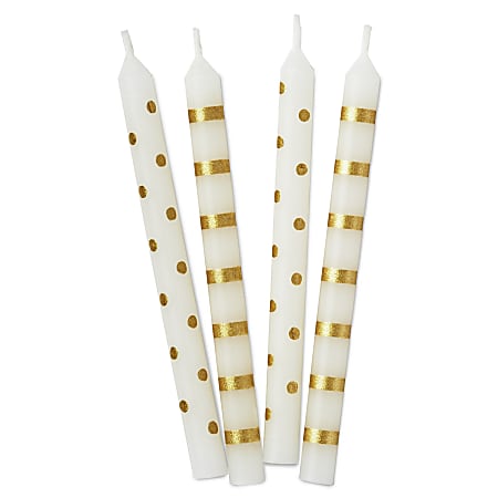 Hallmark Stripes and Dots on White Birthday Candles Pack - Office Depot