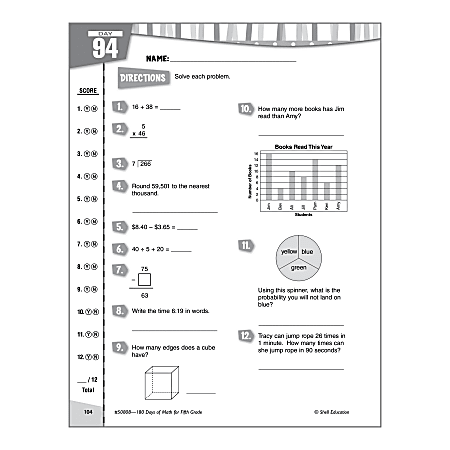 Shell Education 180 Days of Math Practice Grade 5 - Office Depot