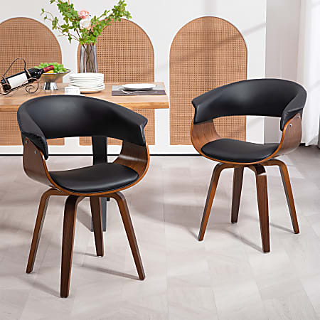 Glamour Home Beale Faux Leather Dining Accent Chair BlackWalnut ...