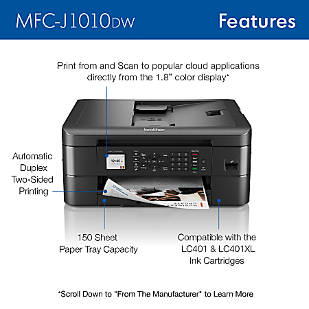 Brother MFC J1010DW Wireless Inkjet All in One Color Printer With Refresh EZ Print Eligibility ...