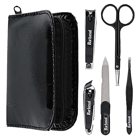 Barbasol 6 Piece Stainless Steel Nail Grooming Kit Black - Office Depot