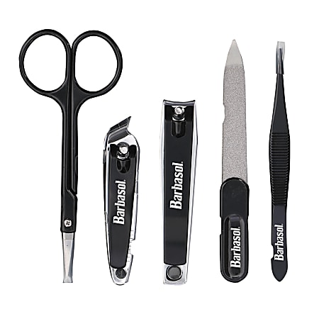 Barbasol 6 Piece Stainless Steel Nail Grooming Kit Black - Office Depot