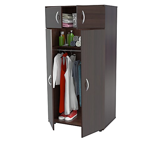 Inval 4 Door Wardrobe Armoire Espresso Wengue - Office Depot