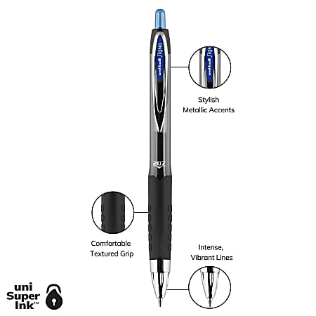 uni ball 207 Retractable Fraud Prevention Gel Pens Medium Point 0.7 mm ...