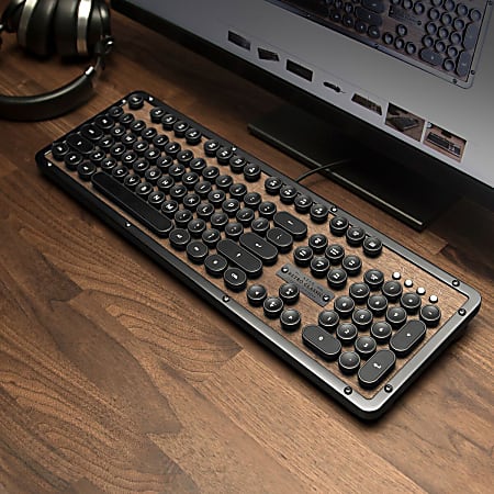 Azio Retro Classic Vintage Typewriter Mechanical USB Keyboard Elwood MK ...