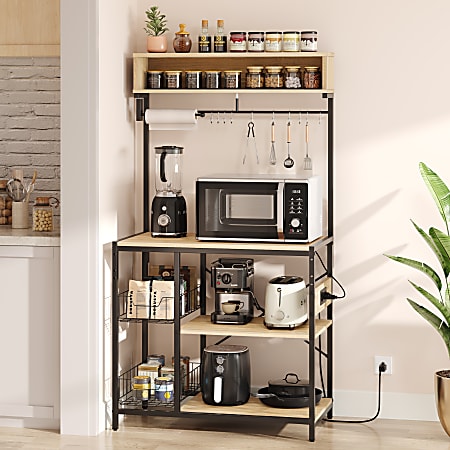 Bestier Bakers Rack With Power Outlets And Storage Shelf 5 Tier 65 H x ...