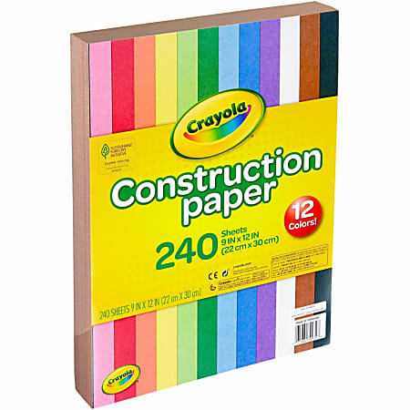 Crayola Construction Paper Assorted Colors 9 x 12 Pack Of 240 - Office ...
