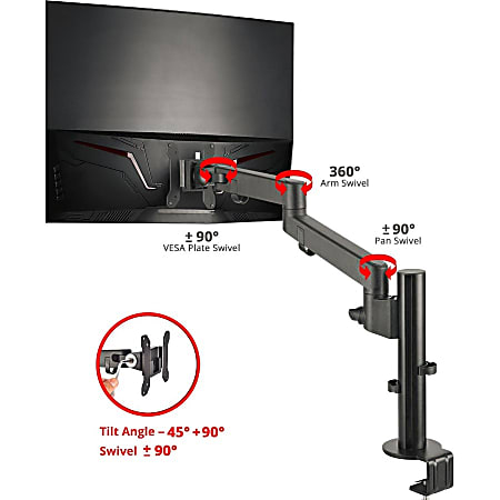 SIIG Single Pole Arm Multi Angle Replaceable Articulating Monitor Desk ...