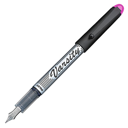 Pilot Varsity Disposable Fountain Pen Black Barrel Pink Ink - Office Depot