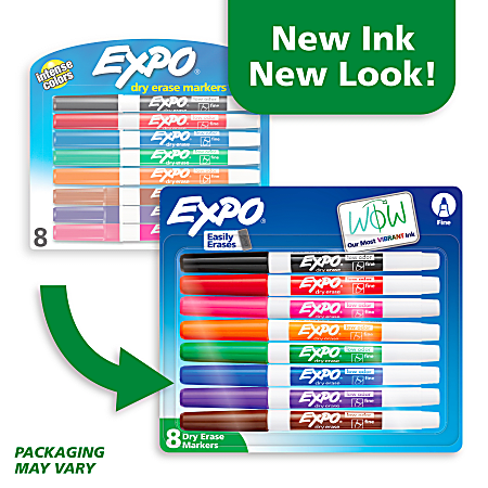 EXPO Low Odor Dry Erase Markers Fine Point Assorted Colors Pack Of 8 ...
