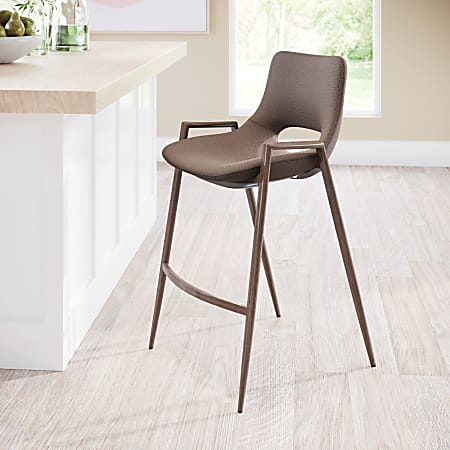 Zuo Desi Counter Height Stools BrownWalnut Set Of 2 Stools - Office Depot
