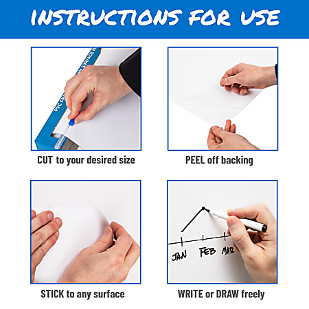 Mind Reader Non Magnetic Dry Erase White Board Adhesive Roll 2 45 H x 2 ...