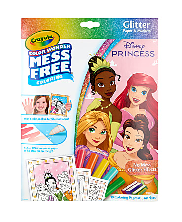Crayola Color Wonder Disney Princess Glitter Coloring Pages Mess Free ...