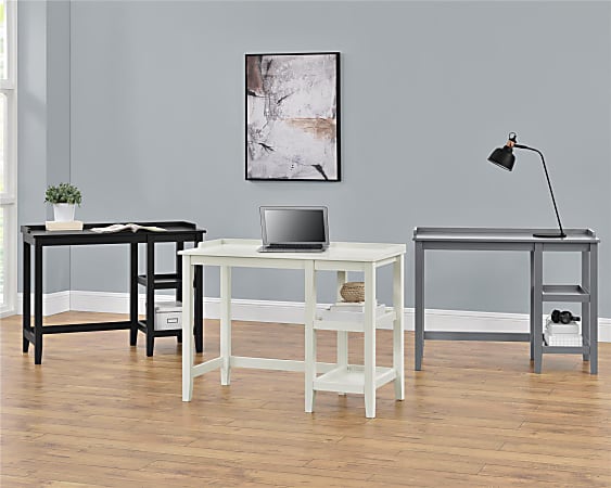 Ameriwood Home Eleanor 39 W Single Pedestal Computer Desk Black ...