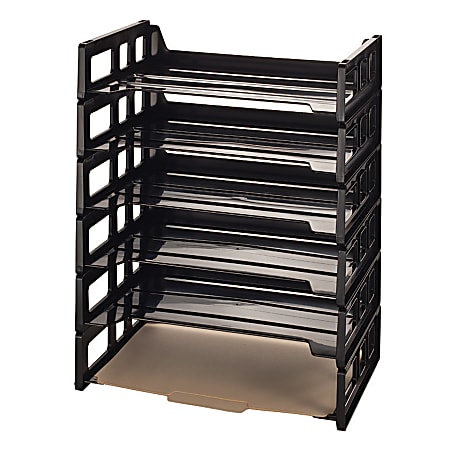 Office Depot Brand 30 Recycled Ribbed Bottom Stackable Letter Trays Black Pack Of 6