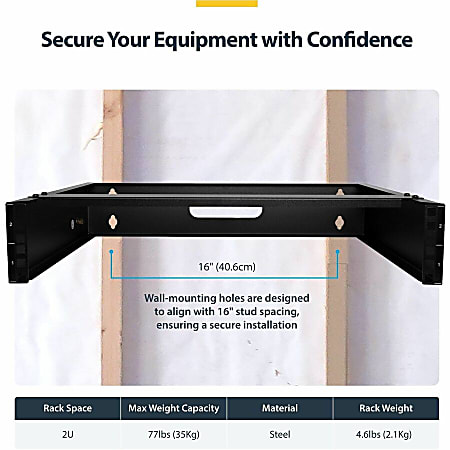 StarTech.com 2U Wall Mount Rack 14in Deep 19 inch Wall Mount Network ...