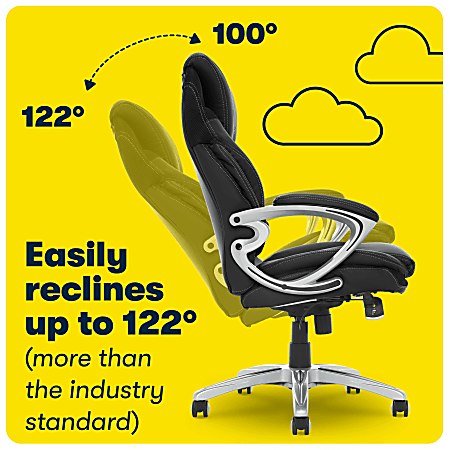Serta AIR Health Wellness Ergonomic Bonded Leather High Back Executive Office Chair Black ODP Business Solutions