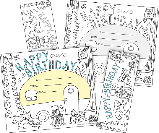 Barker Creek Color Me Awards Bookmarks Set 8 12 x 5 12 Happy Birthday ...