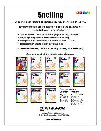 Spectrum Spelling Grade 6 - Office Depot