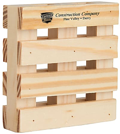 Custom Wooden Pallet Coaster 3 18 x 3 18 Wood - ODP Business Solutions