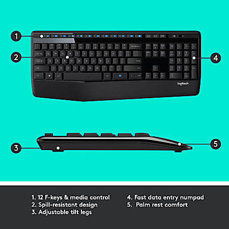 Logitech MK345 Wireless Straight Full Size Keyboard Right Handed ...
