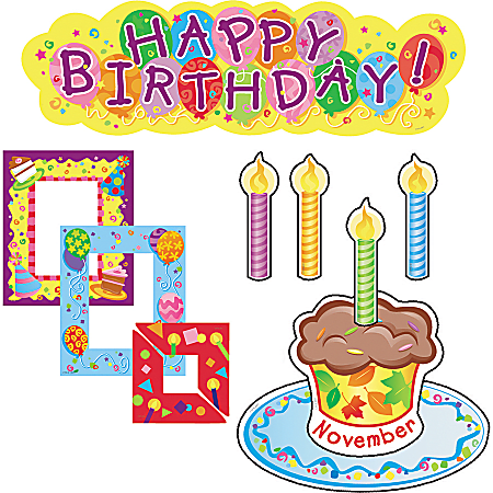 Creative Teaching Press Mini Bulletin Board Set Birthdays - Office Depot