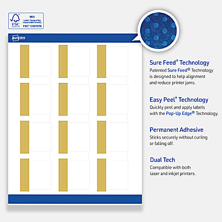 Avery Print To The Edge Labels Sure Feed S00 DJP PRWMP10 2 x 2 Matte ...