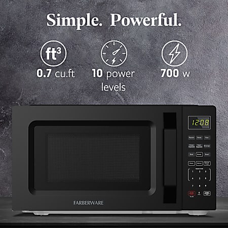 Farberware 700W Compact Countertop Microwave Oven 0.7 Cu. Ft. Black ...