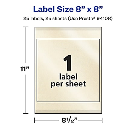 Avery Pearlized Permanent Labels With Sure Feed 94108 PIP25 Square 8 x ...