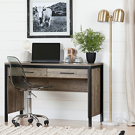 South Shore Munich Desk With Drawers Matte BlackWeathered Oak - Office ...