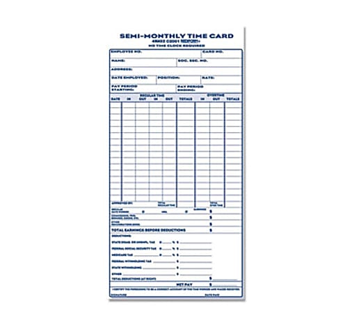 Rediform Time Card Pads For Semi Monthly Time Manila - Office Depot