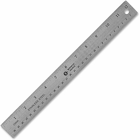 Business Source Nonskid Stainless Steel Ruler 12 Length 116 132 ...