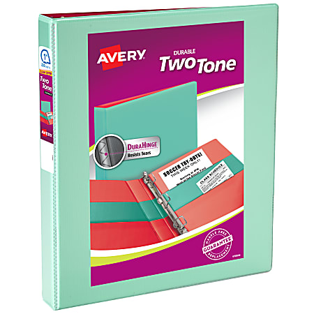Avery 3 Ring Two Tone Durable View Binder 1 Slant Rings MintCoral ...