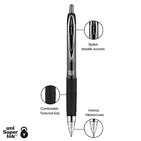 uni ball 207 Retractable Fraud Prevention Gel Pens Bold Point 1.0 mm ...