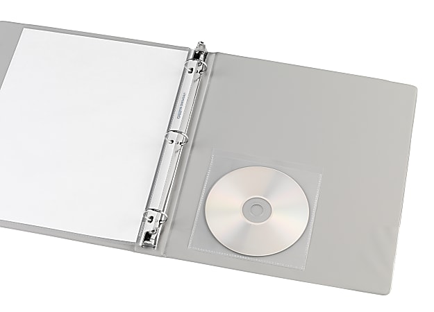 Office Depot Brand CDDVD Adhesive Pockets 6 x 10 12 Clear Non Glare ...