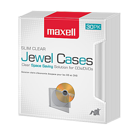 Maxell Slim Jewel Cases Clear Pack Of 30 - Office Depot
