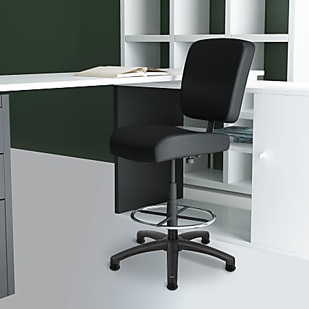 Boss Office Products Heavy Duty Office Stool With Back Black - Office Depot