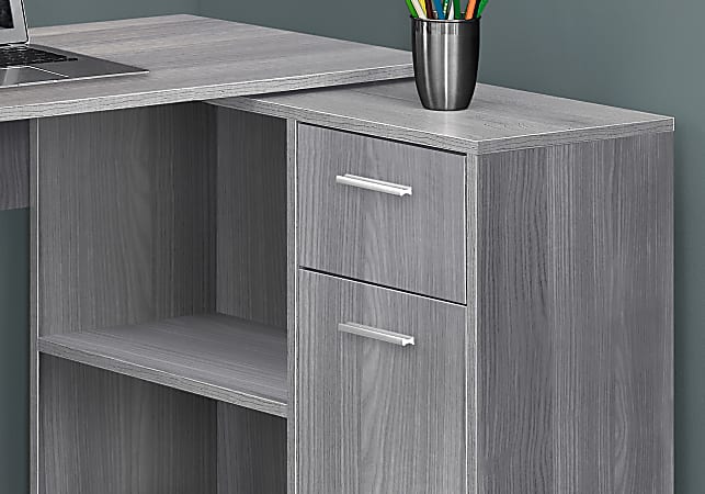 Monarch Specialties 46 W Corner Desk With Storage Cabinet Gray - Office ...