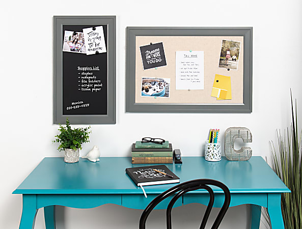DesignOvations Bosc Non Magnetic Framed Linen Fabric Pinboard 18 12 x ...