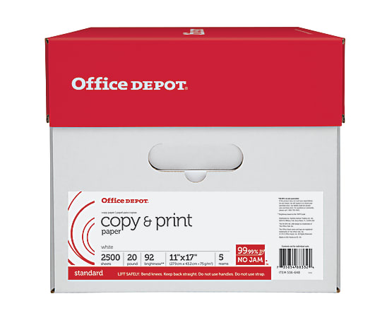 Office Depot Multi Use Printer Copy Paper 5 Reams White Ledger 11 x 17 ...