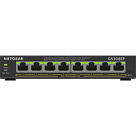 Netgear 8 Port Gigabit Ethernet PoE Smart Managed Plus Switch 8 Ports ...