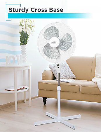 BlackDecker Pedestal Fan 52 H x 27 58 W x 27 58 D White - Office Depot