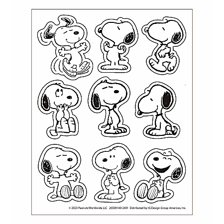 Eureka Giant Stickers Peanuts Snoopy 36 Stickers Per Pack Bundle Of 12 ...