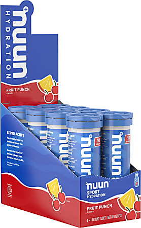 Nuun Sport Fruit Punch 10 Tablets Per Tube Box Of 8 Tubes - Office Depot