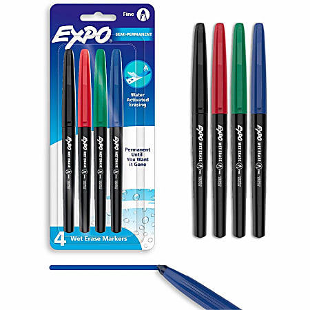 Expo Wet Erase Markers Fine Tip Fine Marker Point Erasable Assorted Ink ...