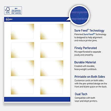 Avery Printable Round Cards With Sure Feed Technology 2 Matte White ...
