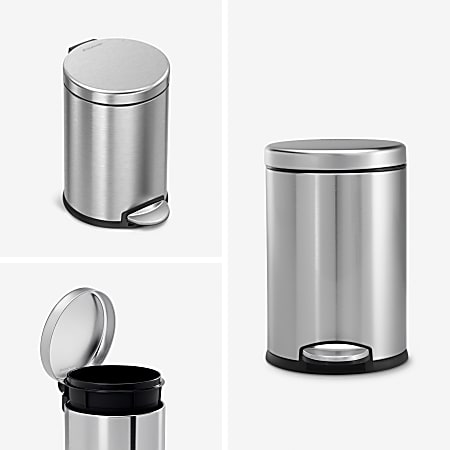 simplehuman Mini Round Step Trash Can 1.2 Gallons 12.1 H x 7.6 W x 10 D ...