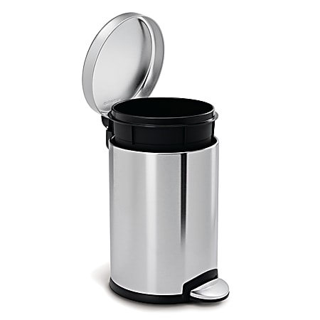 simplehuman Mini Round Step Trash Can 1.2 Gallons 12.1 H x 7.6 W x 10 D ...