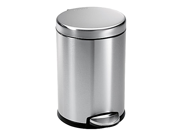 simplehuman Mini Round Step Trash Can 1.2 Gallons 12.1 H x 7.6 W x 10 D ...